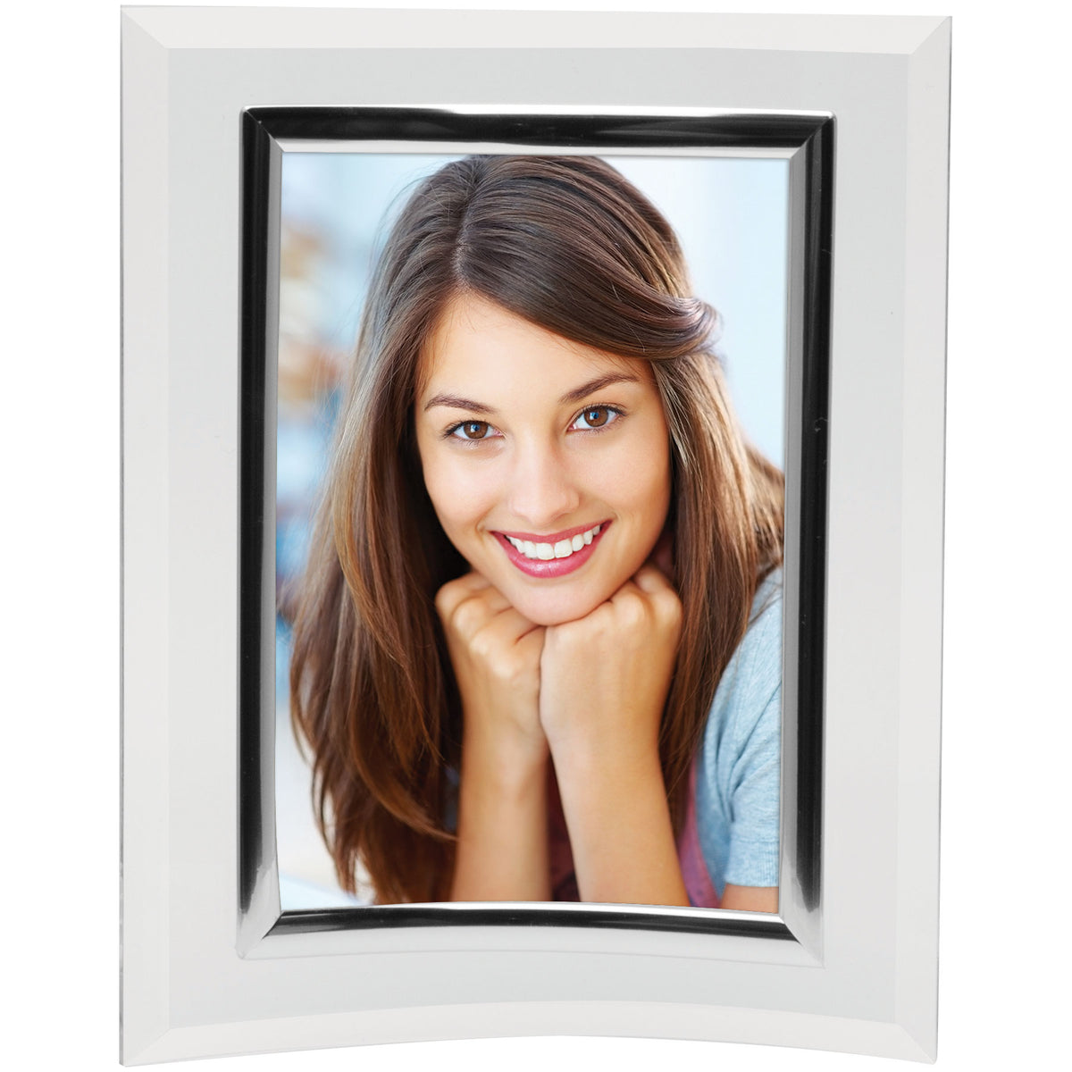 Acrylic Curved Photo Frame with Silver Bezel — Neil Enterprises Inc.